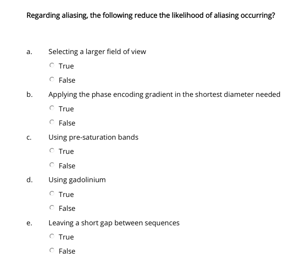 Solved Regarding aliasing, the following reduce the | Chegg.com
