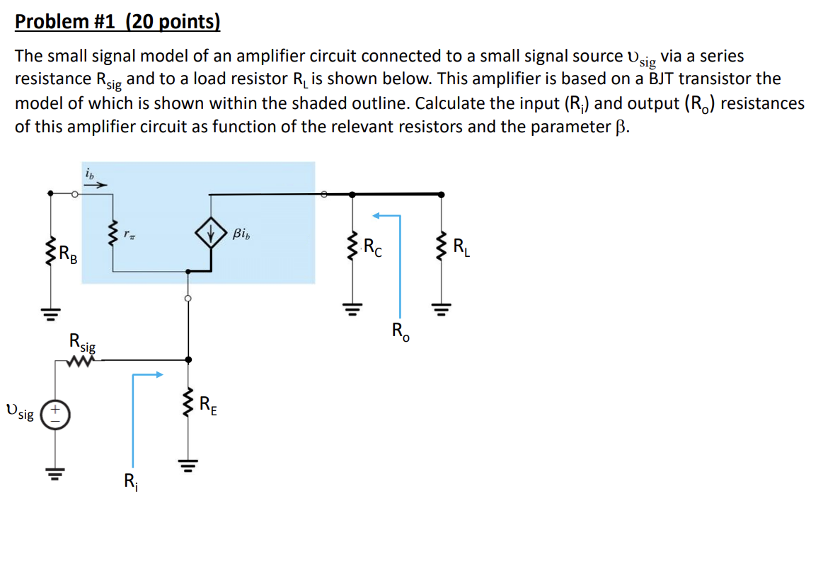 Problem #1 ( 20 ﻿points)The small signal model of an | Chegg.com