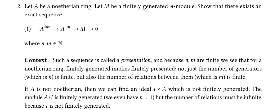 Solved Let A ﻿be a noetherian ring. Let M ﻿be a finitely | Chegg.com