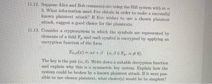 Solved 11.12. Suppose Alice and Bob communicate using the | Chegg.com