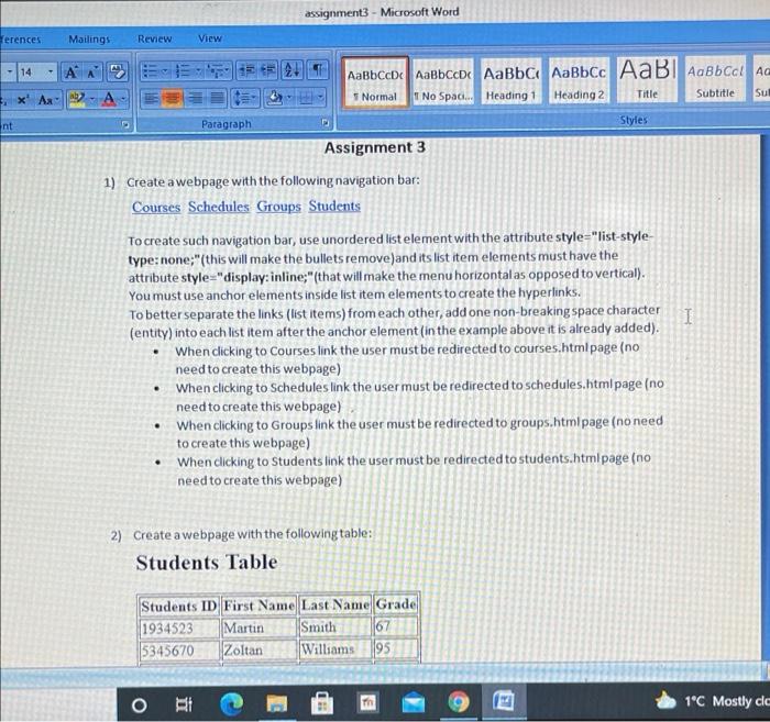 Solved assignment - Microsoft Word Terences Mailings Review | Chegg.com
