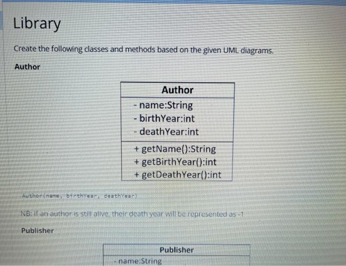 Solved Create the following classes and methods based on the | Chegg.com