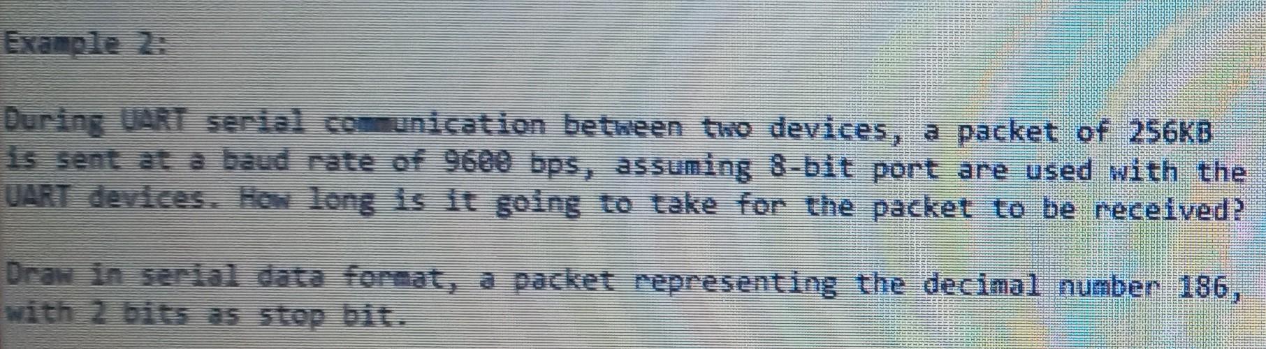 Solved Example 2: During UART serial communication between | Chegg.com
