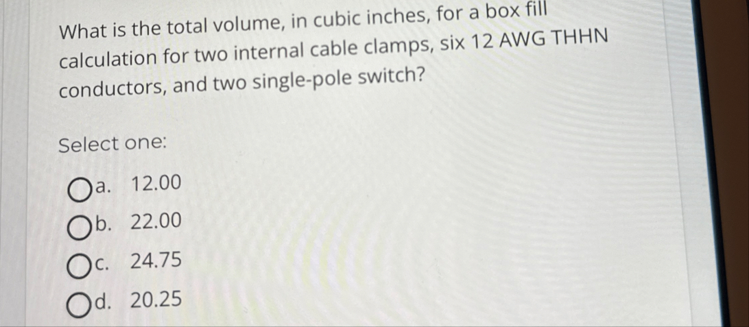Solved What is the total volume, in cubic inches, for a box | Chegg.com