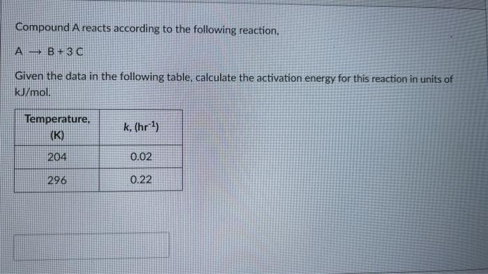 [Solved]: Compound A reacts according to the following reac