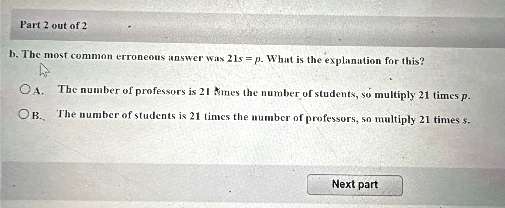 Solved Part 2 ﻿out of 2b. ﻿The most common erroneous answer | Chegg.com