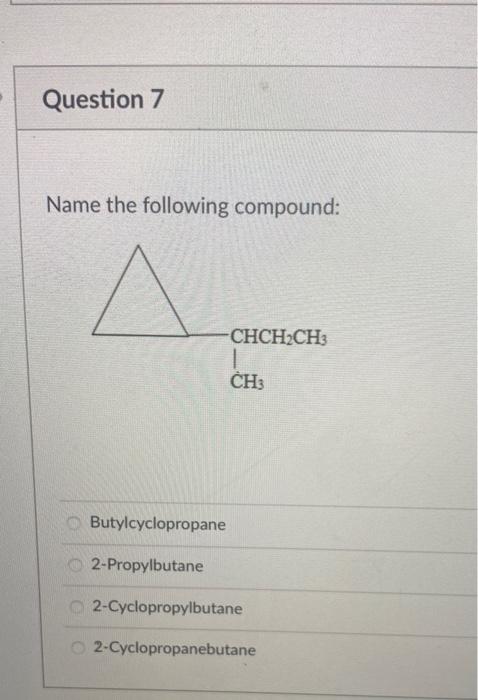 Solved Name the following compound: | Chegg.com