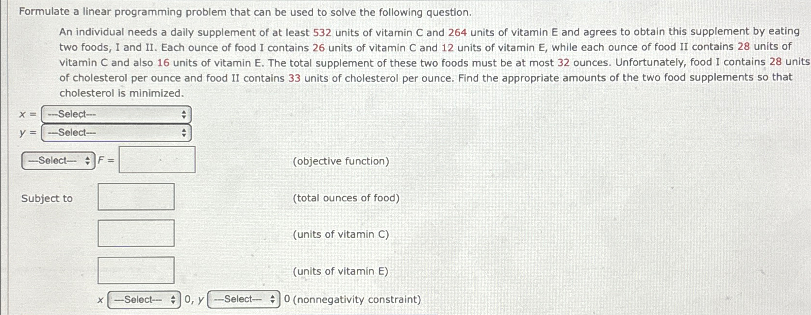 Solved Formulate a linear programming problem that can be | Chegg.com