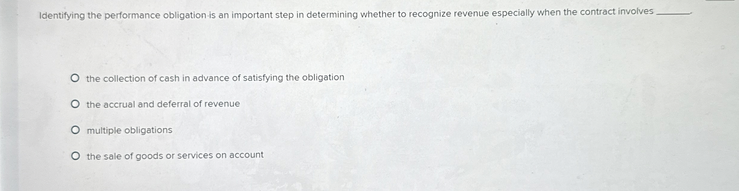 Solved Identifying the performance obligation-is an | Chegg.com