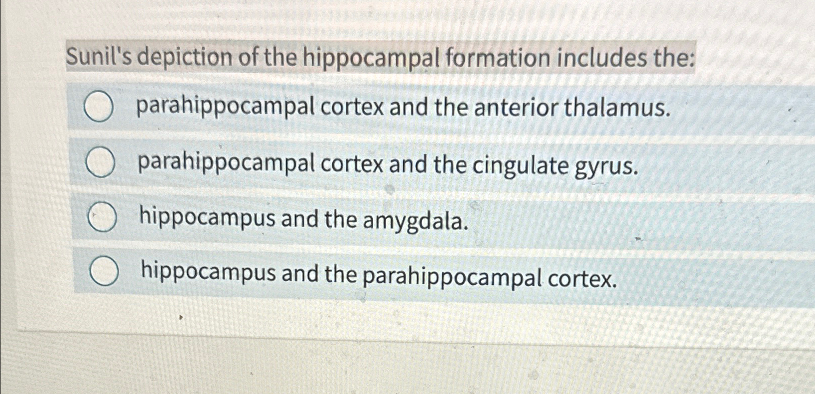 Solved Sunil's depiction of the hippocampal formation | Chegg.com