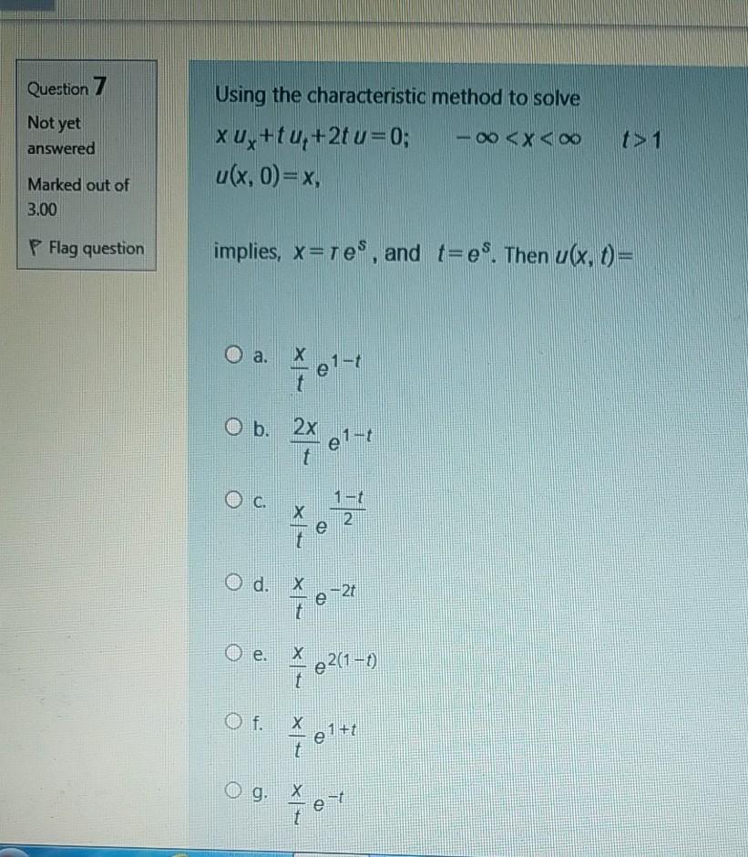 Solved Question 7 Not yet Using the characteristic method to | Chegg.com