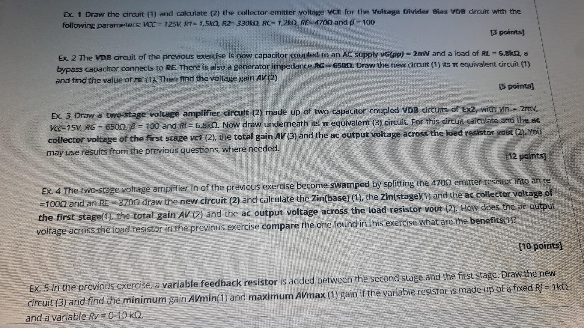 Solved Ex. 1 Draw the circuit (1) and calculate (2) the | Chegg.com
