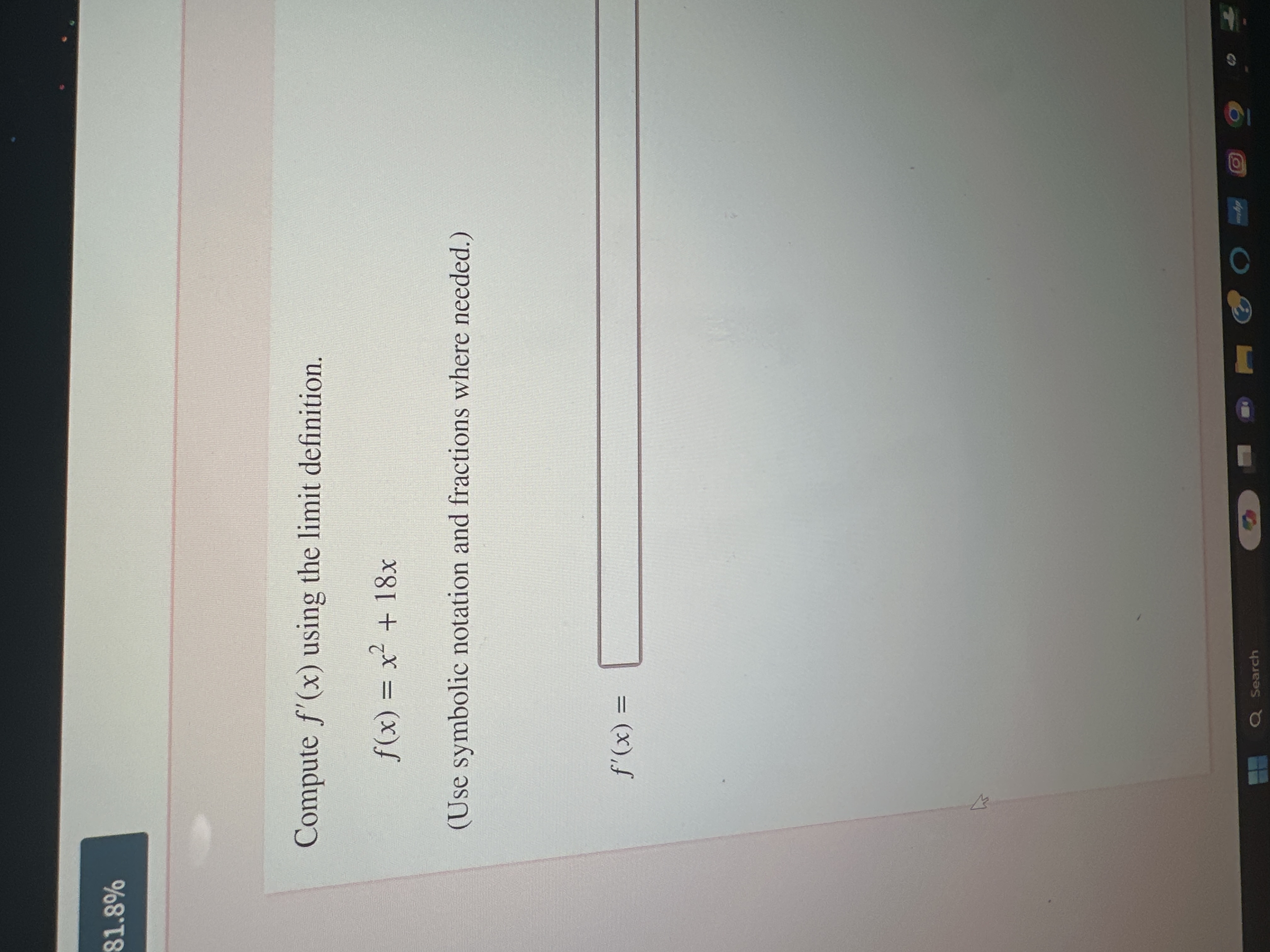 Solved Compute f'(x) ﻿using the limit | Chegg.com