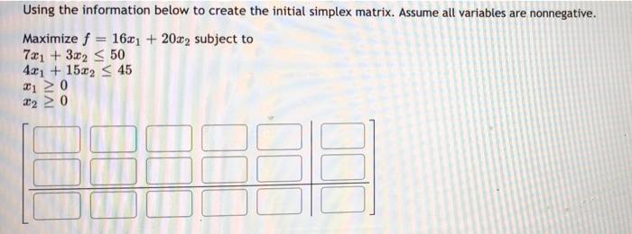 Solved Given the simplex matrix below that is complete. | Chegg.com