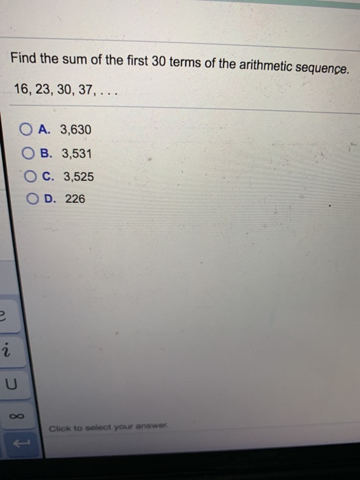 Solved Find The Sum Of The First 30 Terms Of The Arithmetic