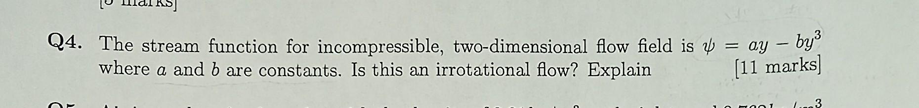 Solved Q4. The stream function for incompressible, | Chegg.com