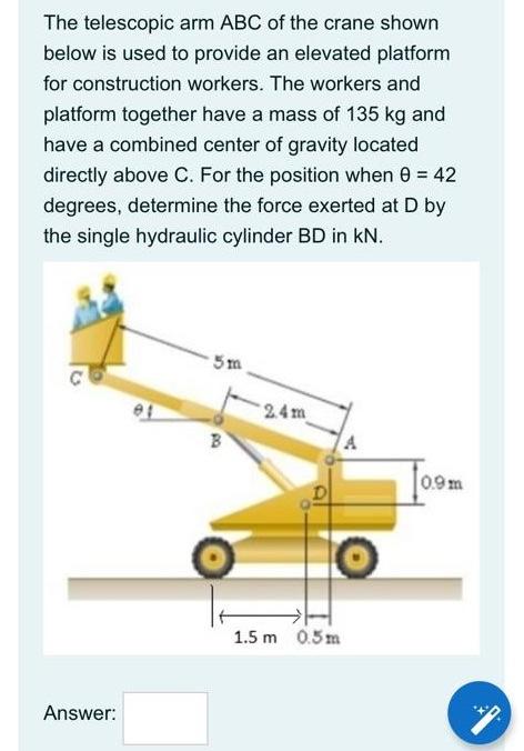 Solved The telescopic arm ABC of the crane shown below is | Chegg.com