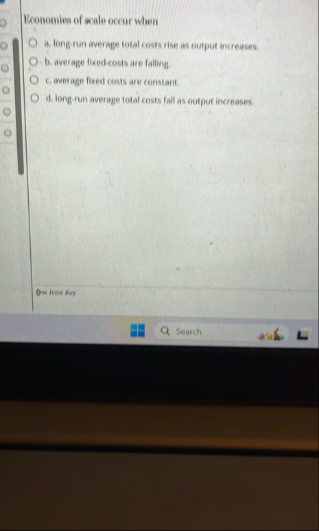 Solved Reonomies of acale occur whena. ﻿long. run average | Chegg.com