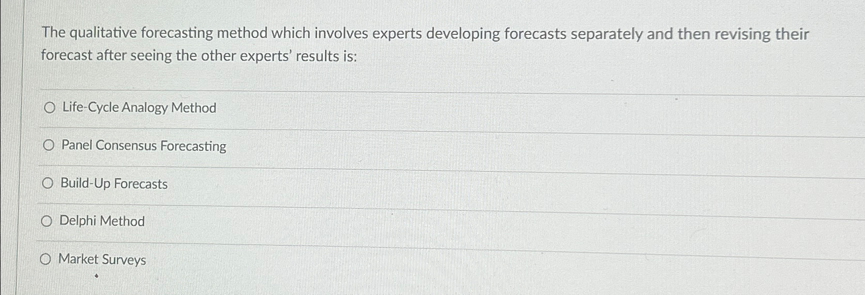 Solved The qualitative forecasting method which involves | Chegg.com