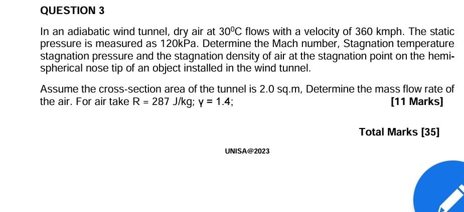 Solved In an adiabatic wind tunnel, dry air at 30∘C flows | Chegg.com