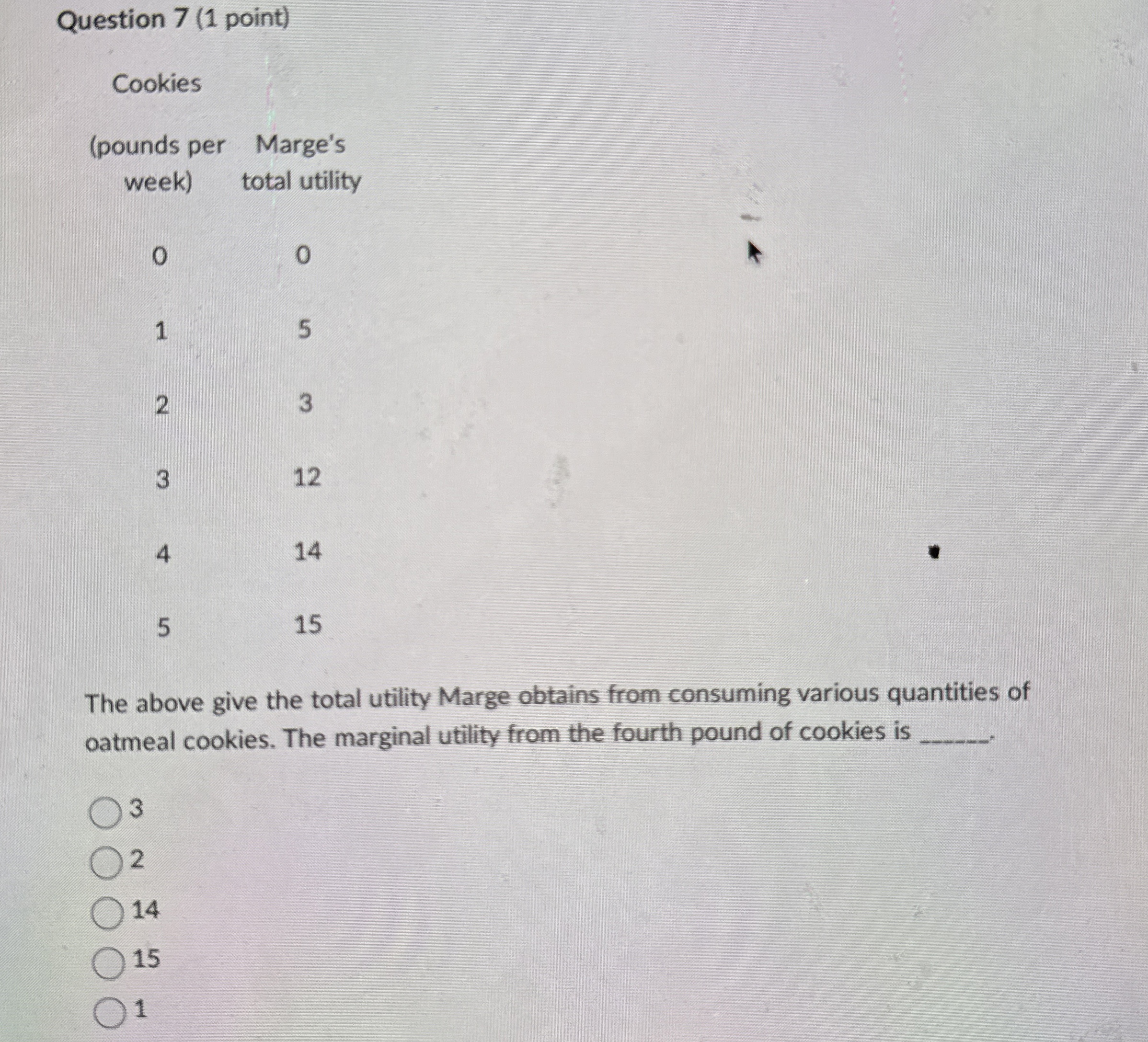 Solved Question 7 (1 ﻿point)\table[[\table[[(pounds | Chegg.com