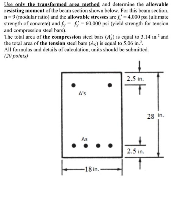 Solved Use only the transformed area method and determine | Chegg.com