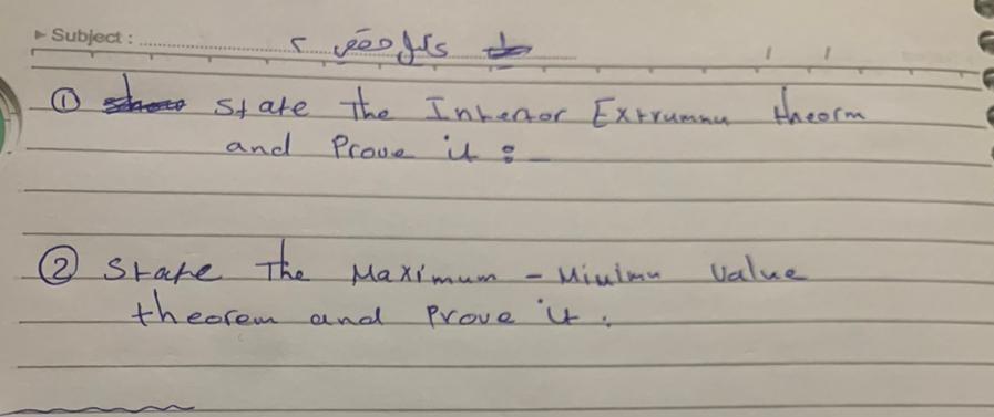 Solved Subject : r péples (1) state the Intentor Extrumin | Chegg.com