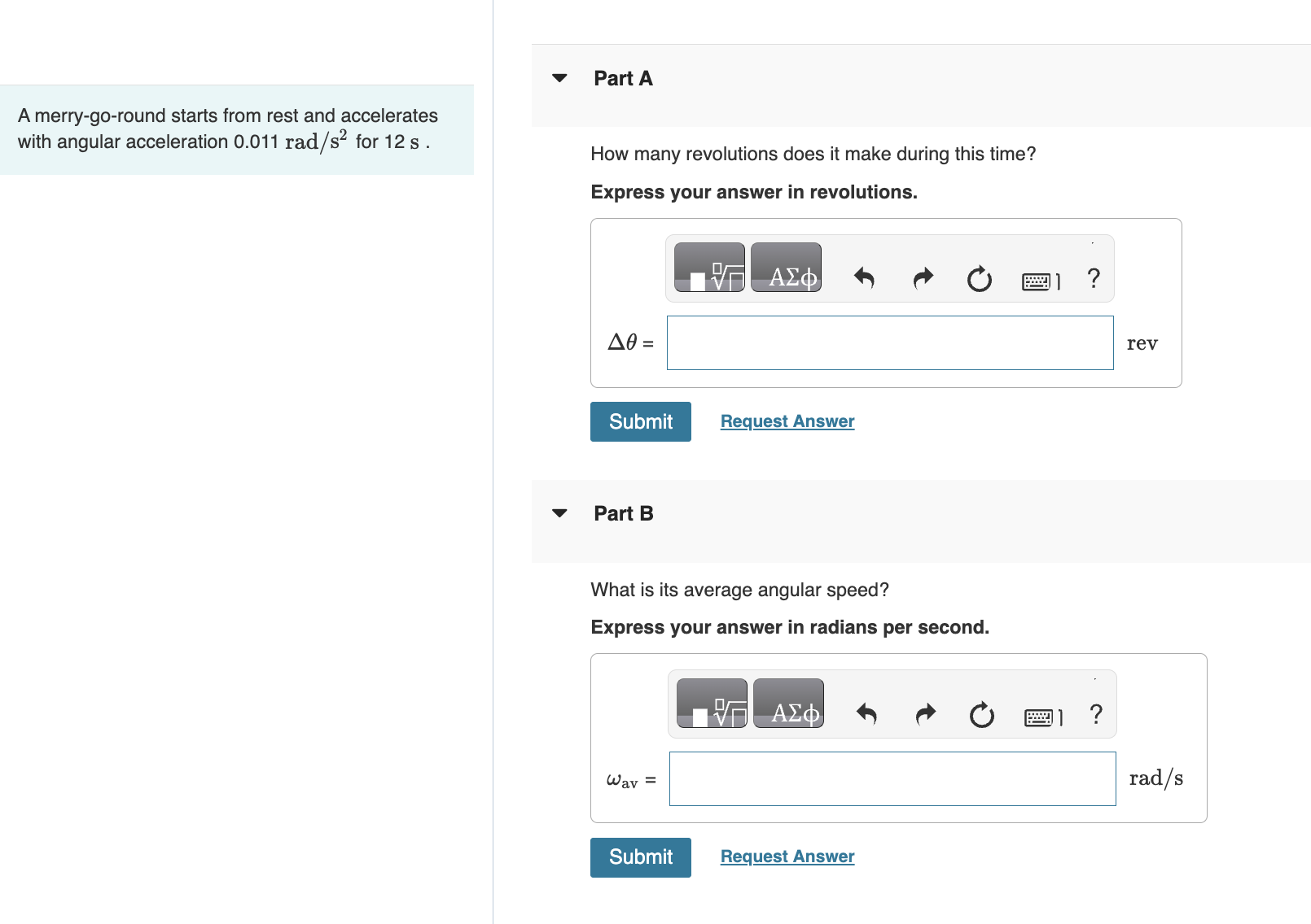 Solved Part AA merry-go-round starts from rest and | Chegg.com