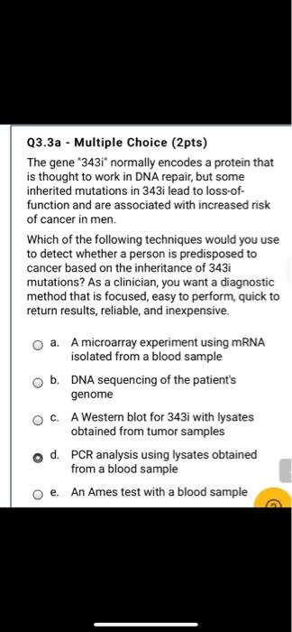 Solved Q3.3a - Multiple Choice (2pts) The gene *343i" | Chegg.com