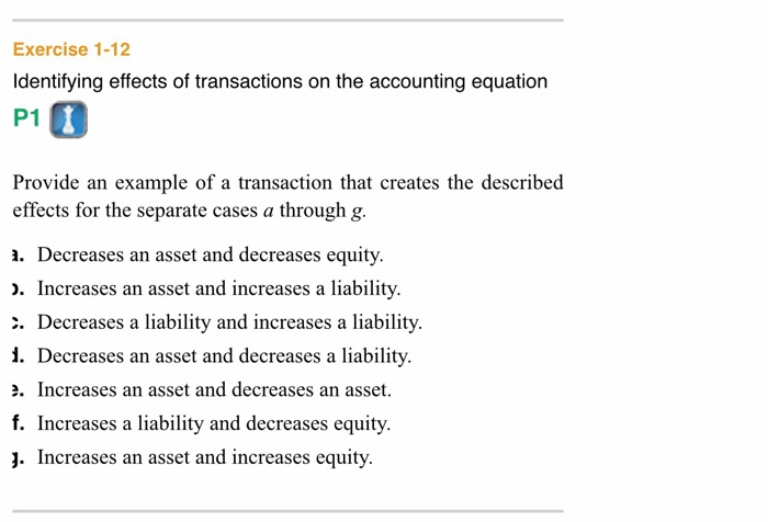 Solved Exercise 1 12 Identifying Effects Of Transactions On