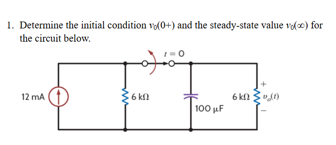 Solved Determine the initial condition v0(0+) ﻿and the | Chegg.com