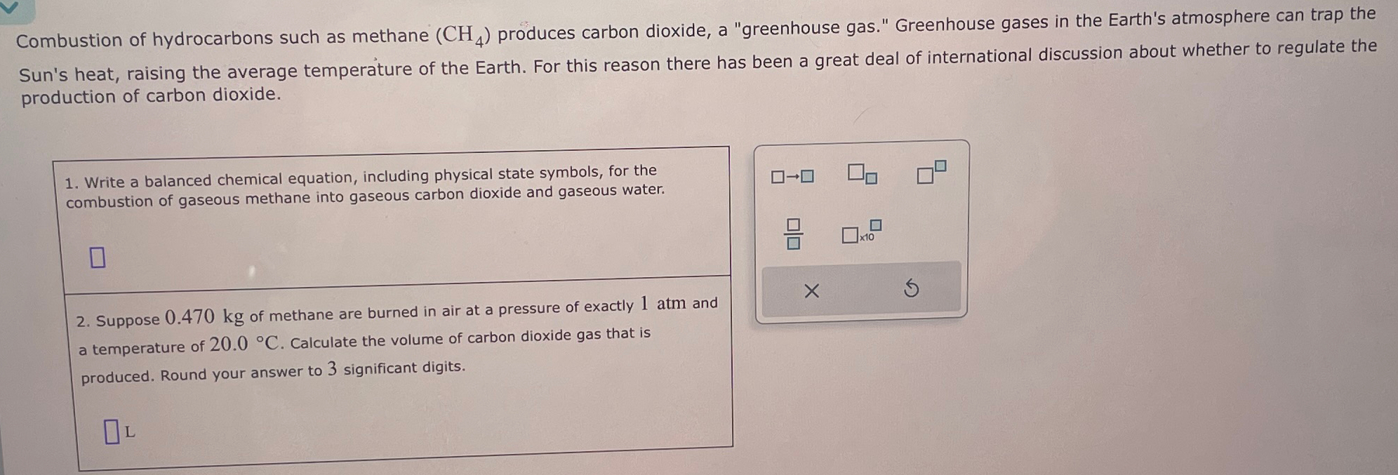 Solved Combustion of hydrocarbons such as methane (CH4) | Chegg.com
