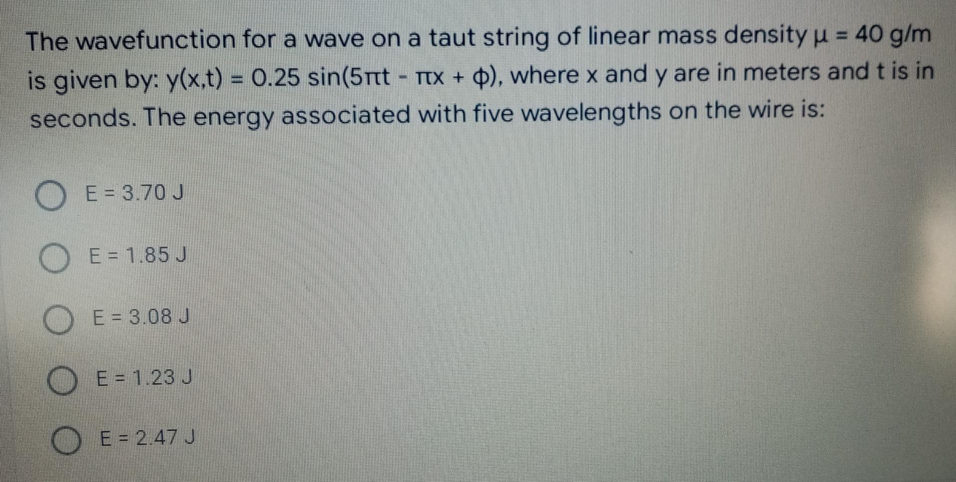 Solved The wavefunction for a wave on a taut string of | Chegg.com
