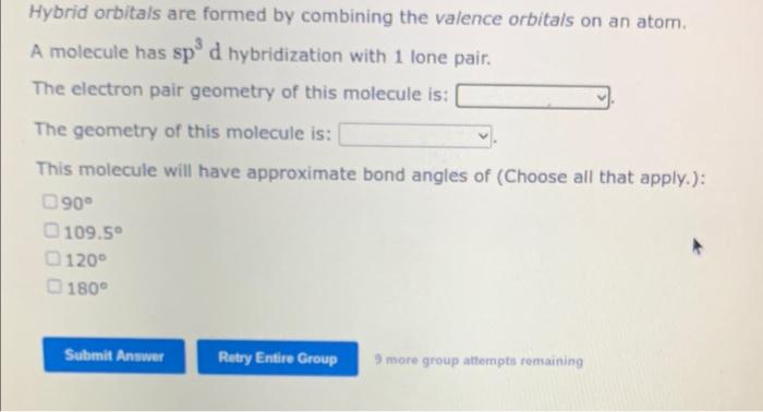 Solved Hybrid orbitals are formed by combining the valence | Chegg.com
