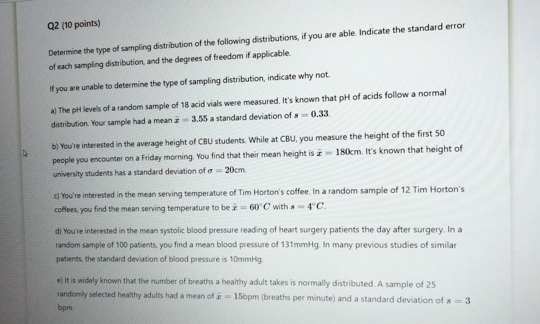 Solved Q2 (10 points) Determine the type of sampling | Chegg.com
