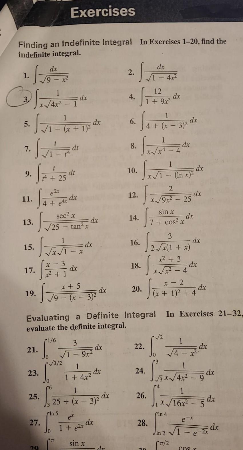 Solved Exercises Finding an Indefinite Integral In Exercises | Chegg.com Solved Exercises Finding an Indefinite Integral In Exercises | Chegg.com