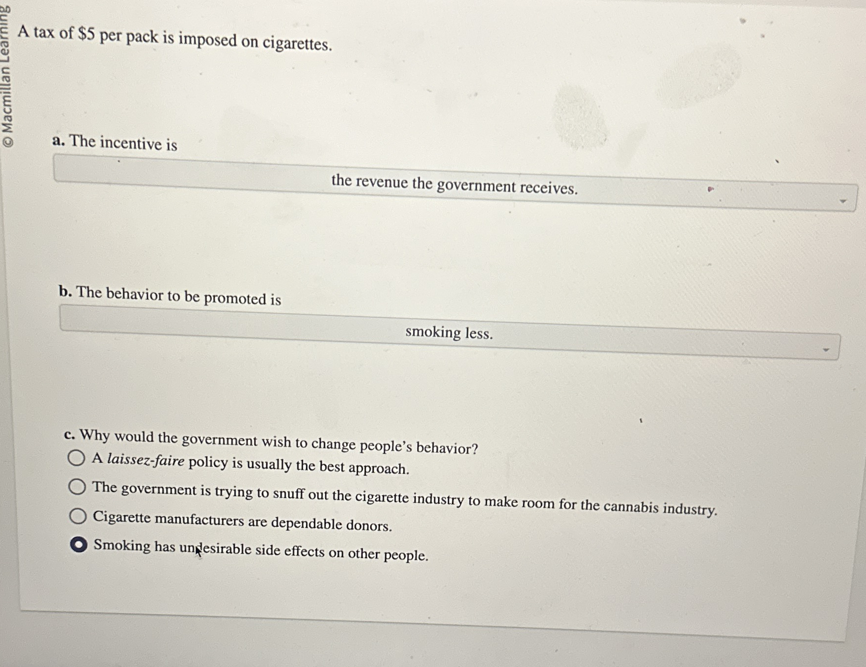 Solved A tax of $5 ﻿per pack is imposed on cigarettes.a. | Chegg.com