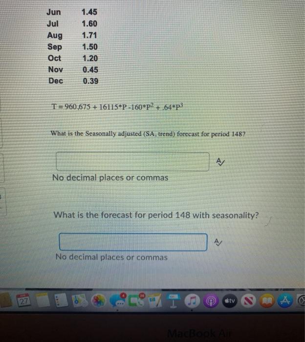Solved Use a TSD forecasting model with the following | Chegg.com