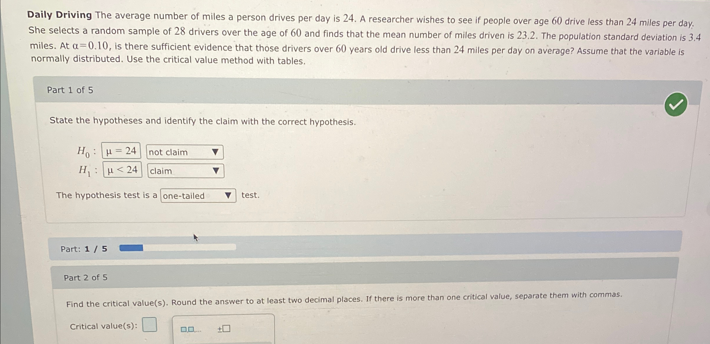 Solved Daily Driving The average number of miles a person | Chegg.com