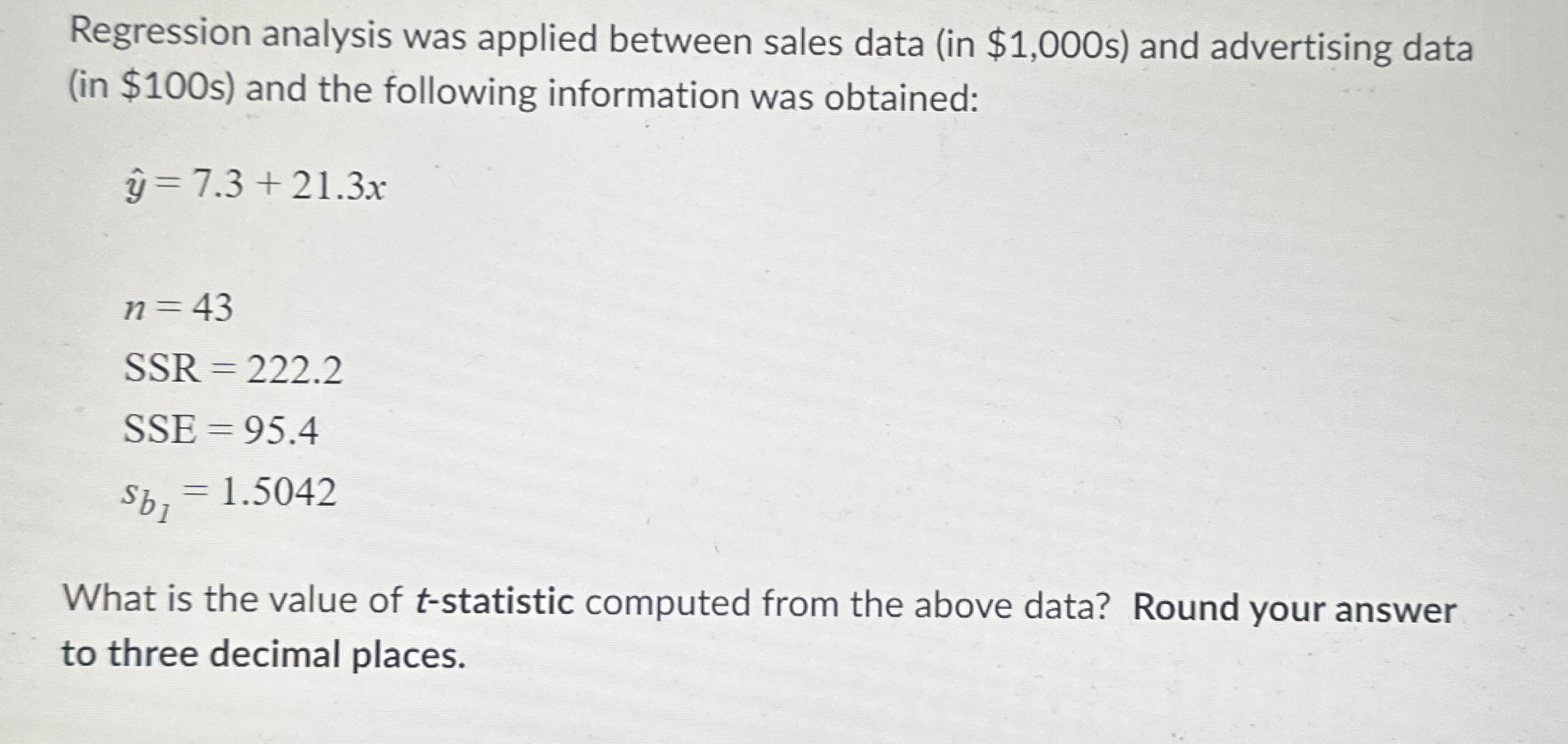 Regression analysis was applied between sales data | Chegg.com