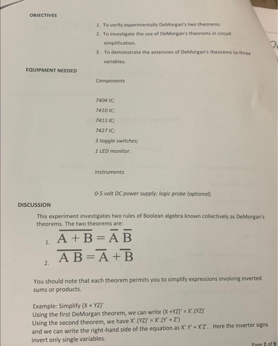 Solved This experiment investigates two rules of Boolean | Chegg.com