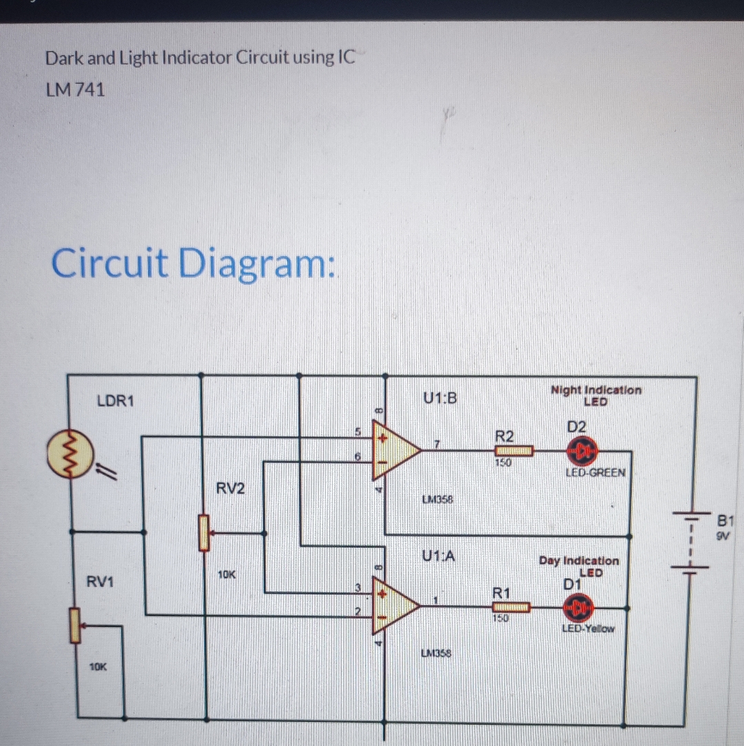 Solved Dark and Light Indicator Circuit using IC | Chegg.com