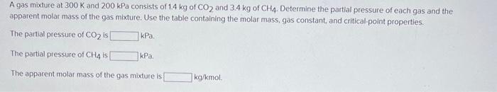 Solved A gas mixture at 300 K and 200kPa consists of 1.4 kg | Chegg.com