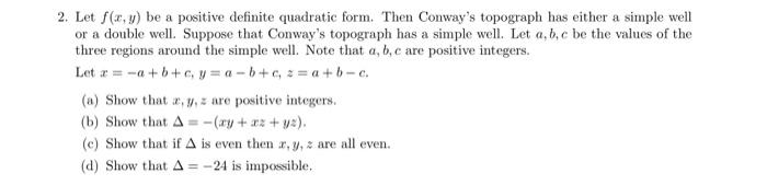 Solved 2. Let S(,y) be a positive definite quadratic form. | Chegg.com