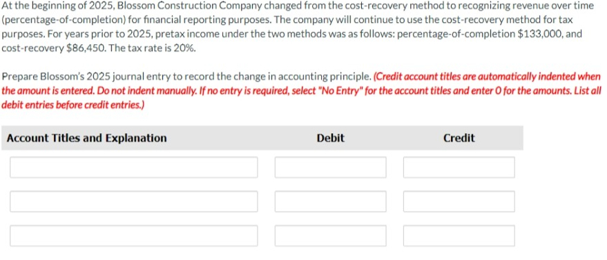 At the beginning of 2025 , ﻿Blossom Construction | Chegg.com