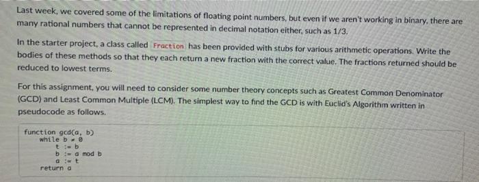 Solved public class Fraction { private final int numerator: | Chegg.com
