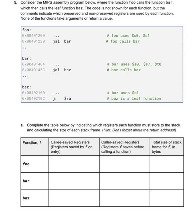 Solved 5. Consider the MIPS assembly program below, where | Chegg.com