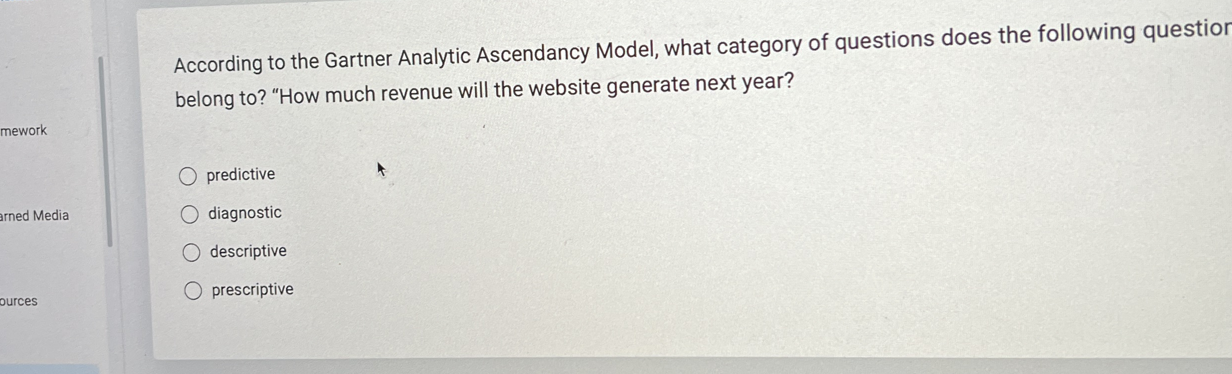According to the Gartner Analytic Ascendancy Model, | Chegg.com