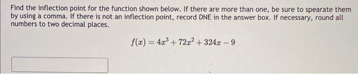 Solved Find the inflection point for the function shown | Chegg.com