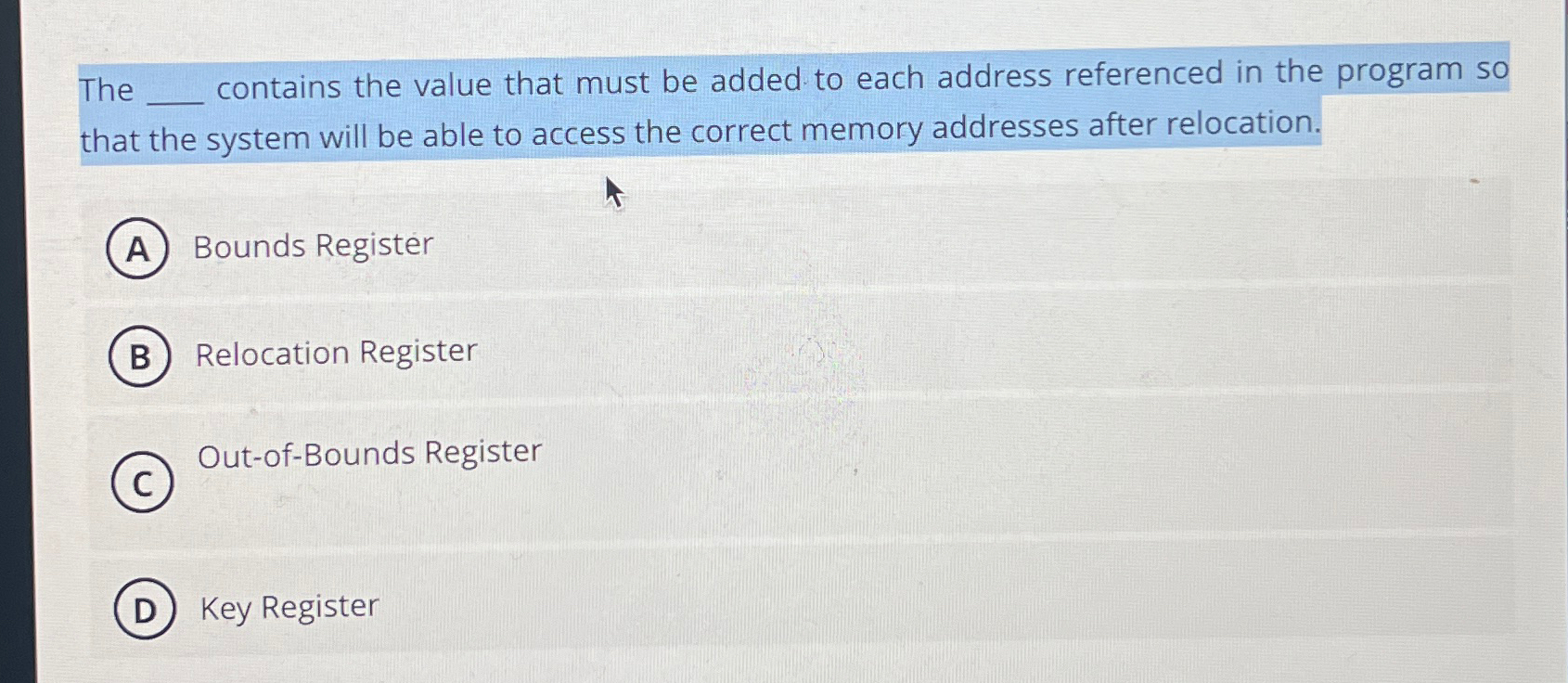 Solved Thecontains the value that must be added to each | Chegg.com